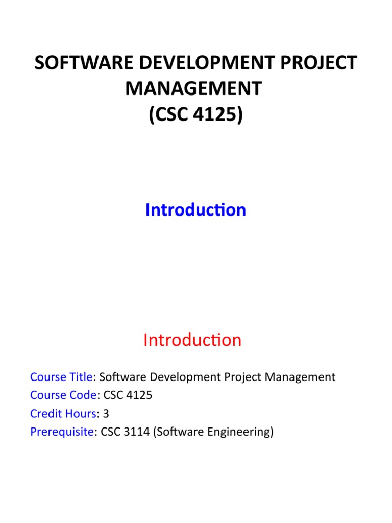 Software Development Project Management (CSC 4125) | PDF | Project ...