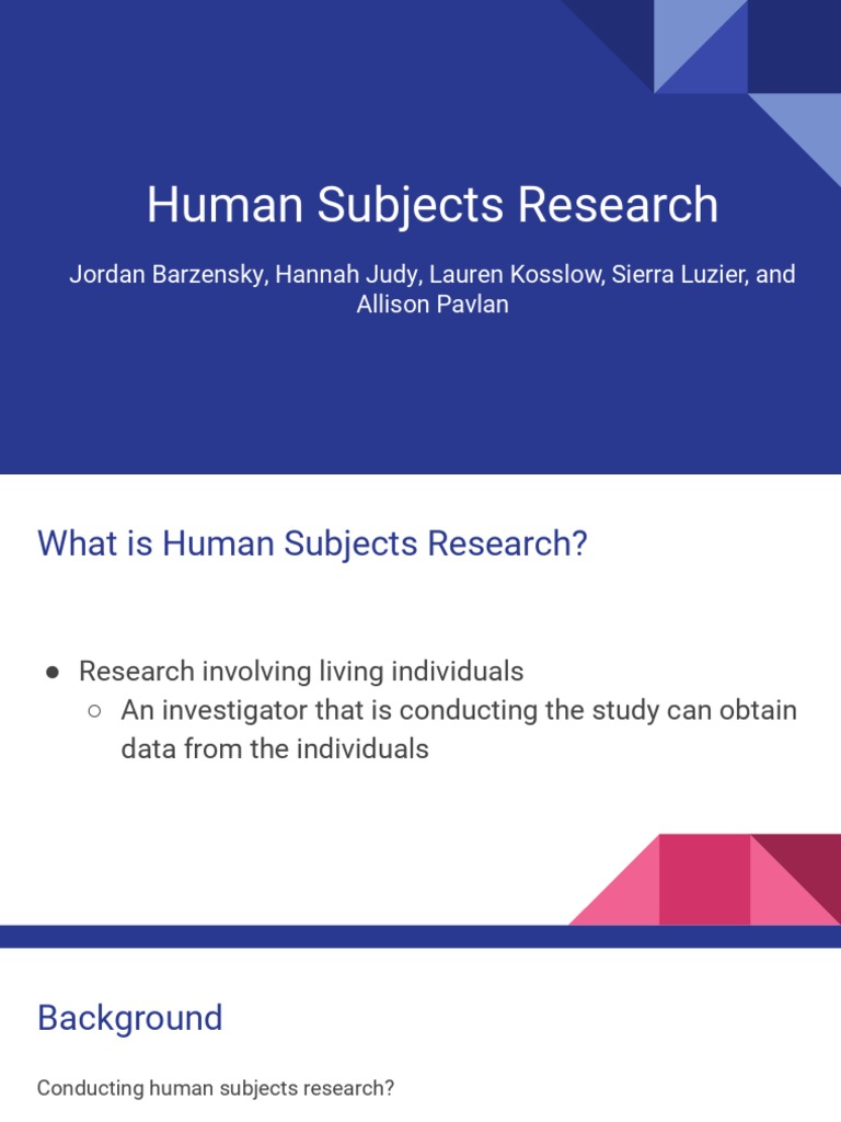 Human Subjects Research CST Presentation | PDF | Institutional Review ...