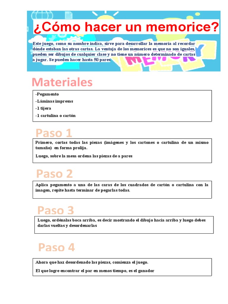 cómo hacer un memorice | PDF