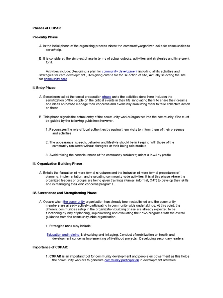 Phases of COPAR | PDF | Community | Empowerment
