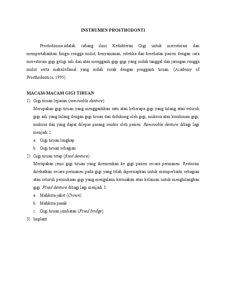 Instrumen Prostho | PDF
