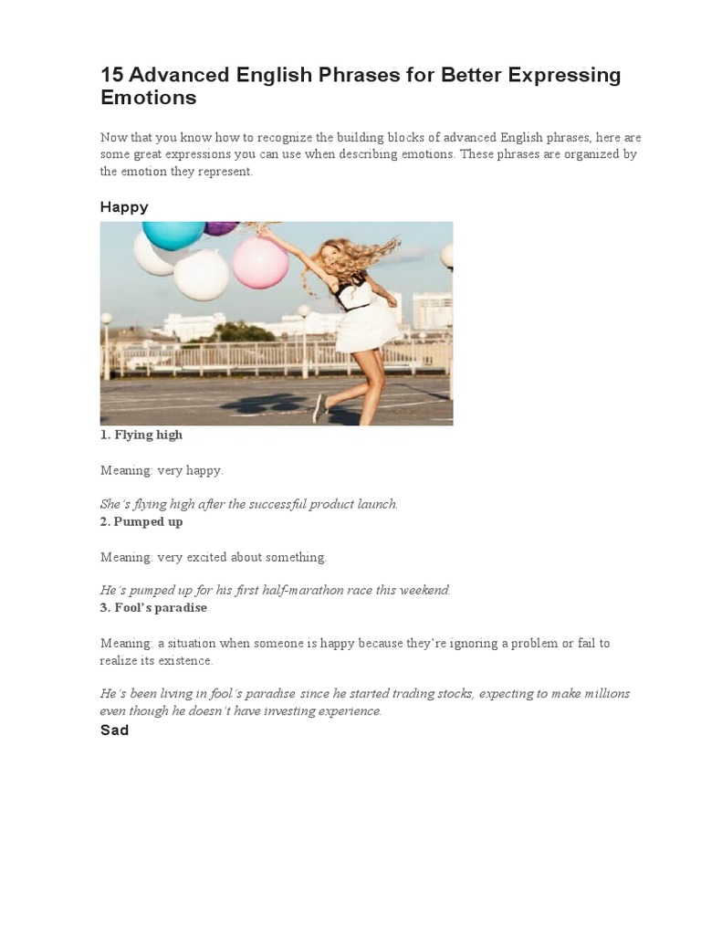 Advanced Phrases for Expressing Emotions | PDF | Anger | Mood (Psychology)