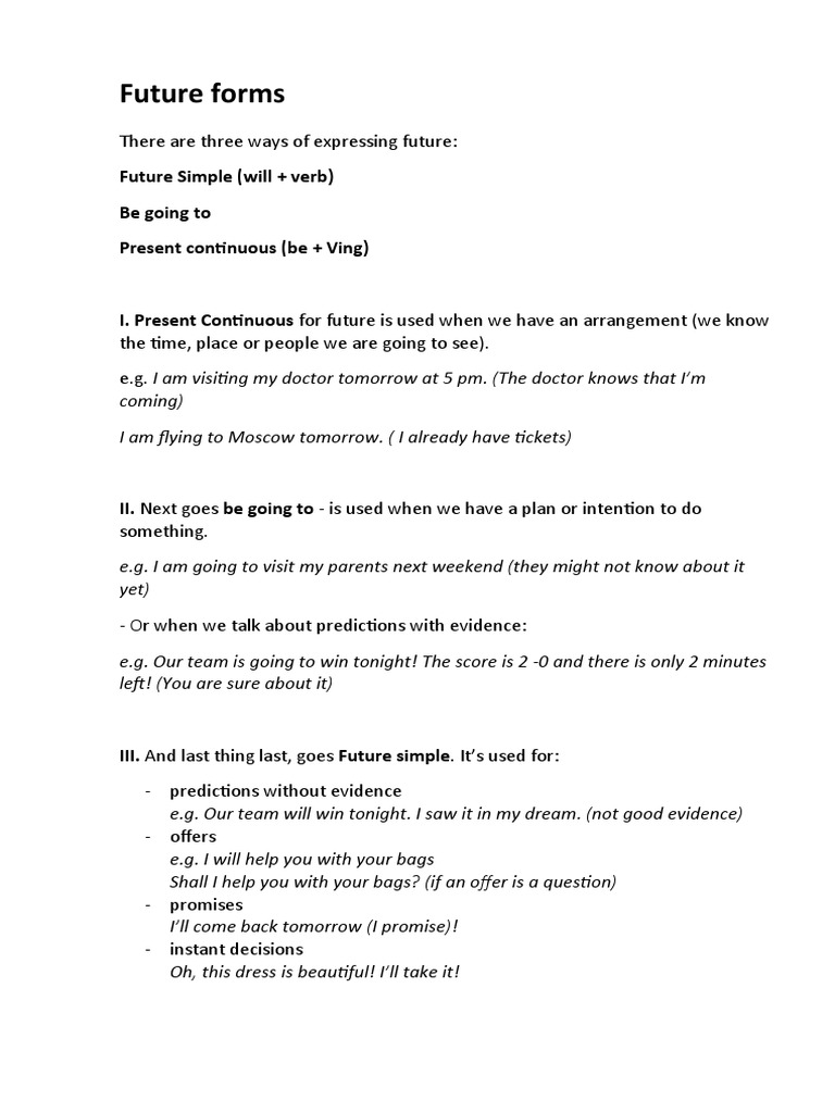 Future Forms | PDF | Grammar | Syntax