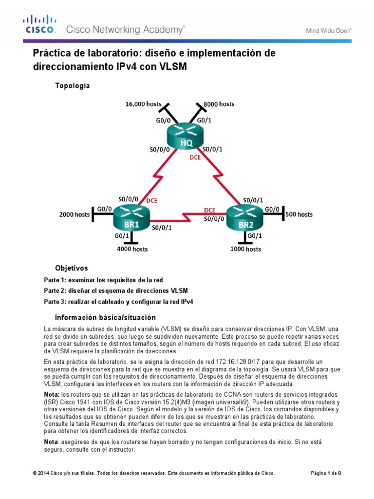 6.3.3.7 Lab - Designing and Implementing IPv4 Addressing With VLSM | PDF | Dirección IP ...