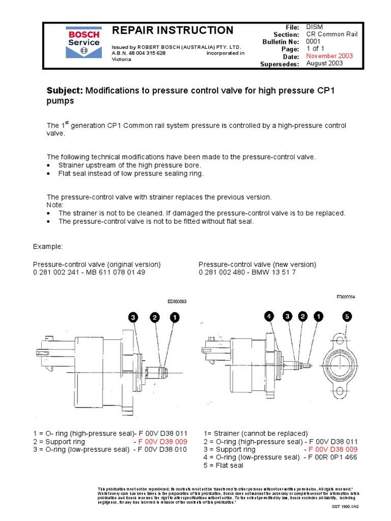 Repair Instruction: Subject: Modifications To Pressure Control Valve ...