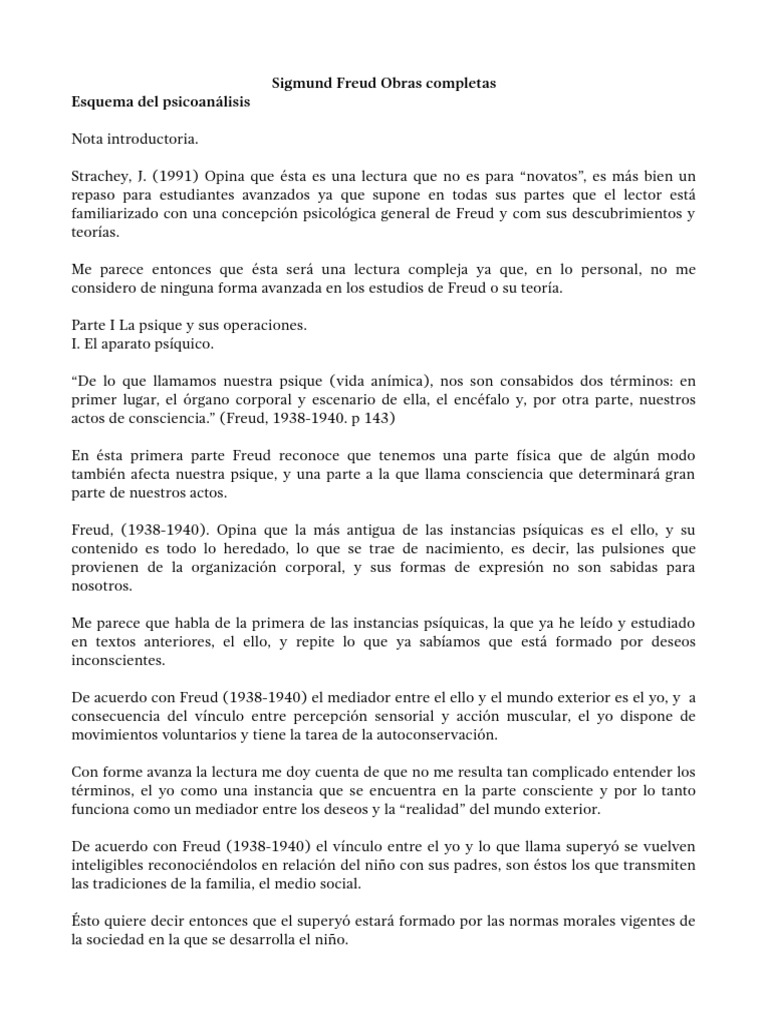 Esquema Del Psicoan - Lisis FREUD PDF | PDF | Carné de identidad | Mente inconsciente