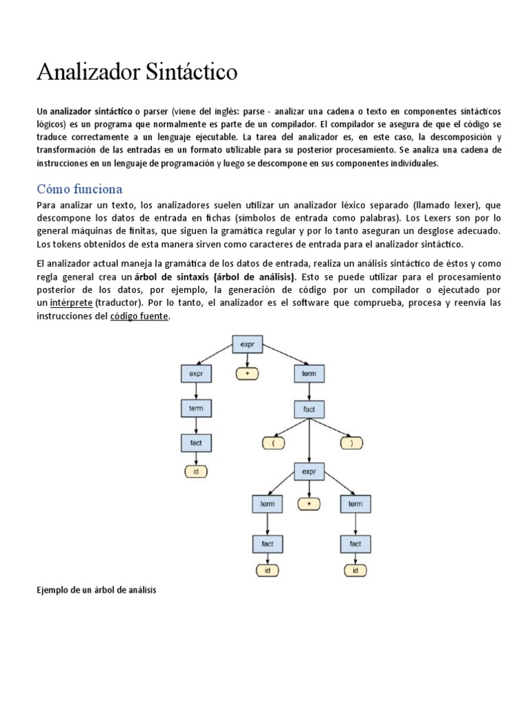 Analizador Sintactico | PDF | Compilador | Analizando