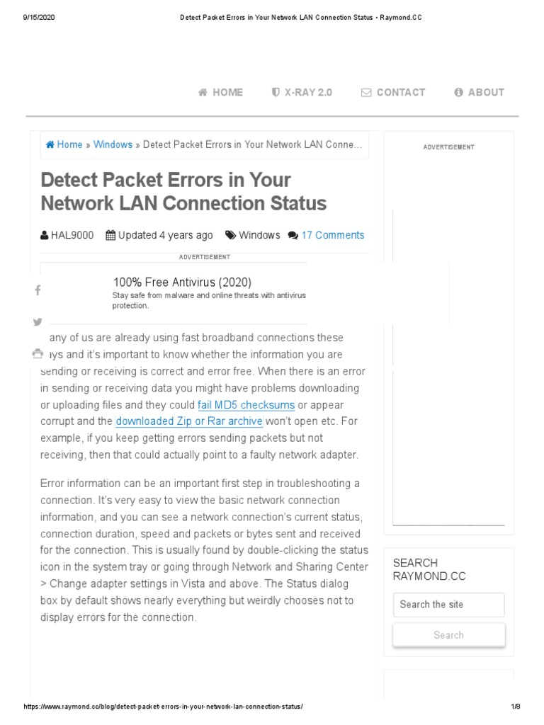 Detect Packet Errors in Your Network LAN Connection Status - Raymond - CC PDF | PDF | Windows ...