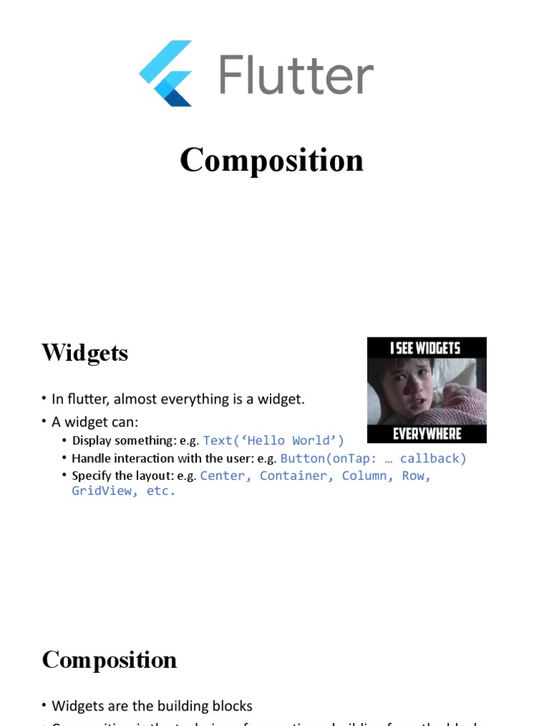 Flutter Widgets | PDF | Page Layout | Software Engineering
