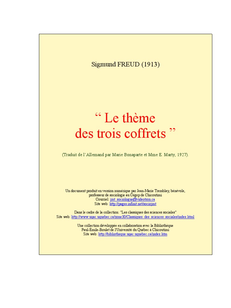 FREUD - Theme - Trois - Coffrets | PDF | Sigmund Freud | Le Marchand de ...
