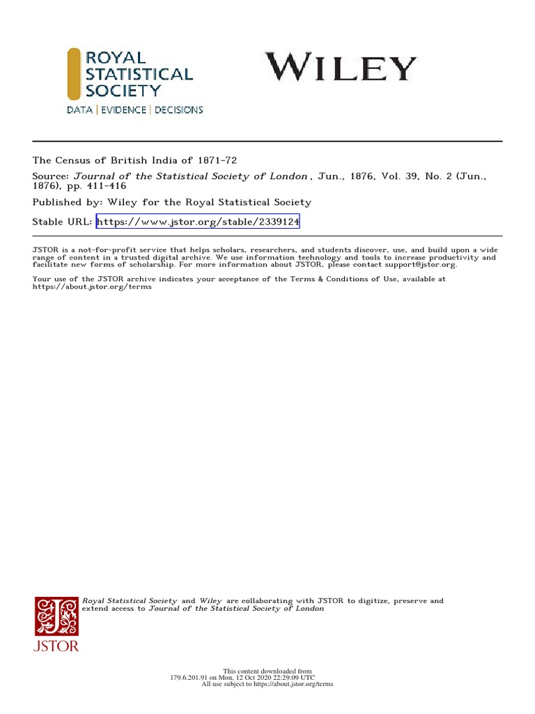The Census of British India 1871 PDF | PDF | Census | Statistics
