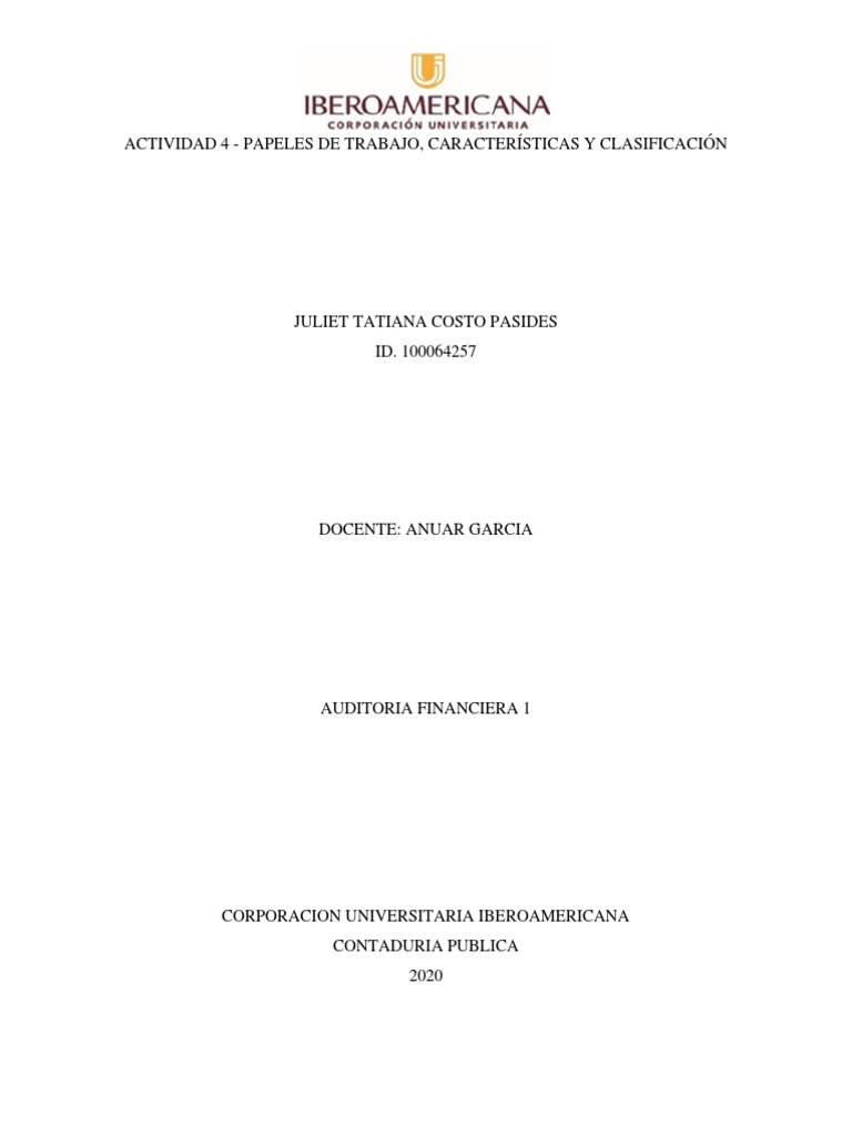 Actividad 4 - Papeles de Trabajo, Características y Clasificación | PDF ... Actividad 4 - Papeles de Trabajo, Características y Clasificación | PDF ...