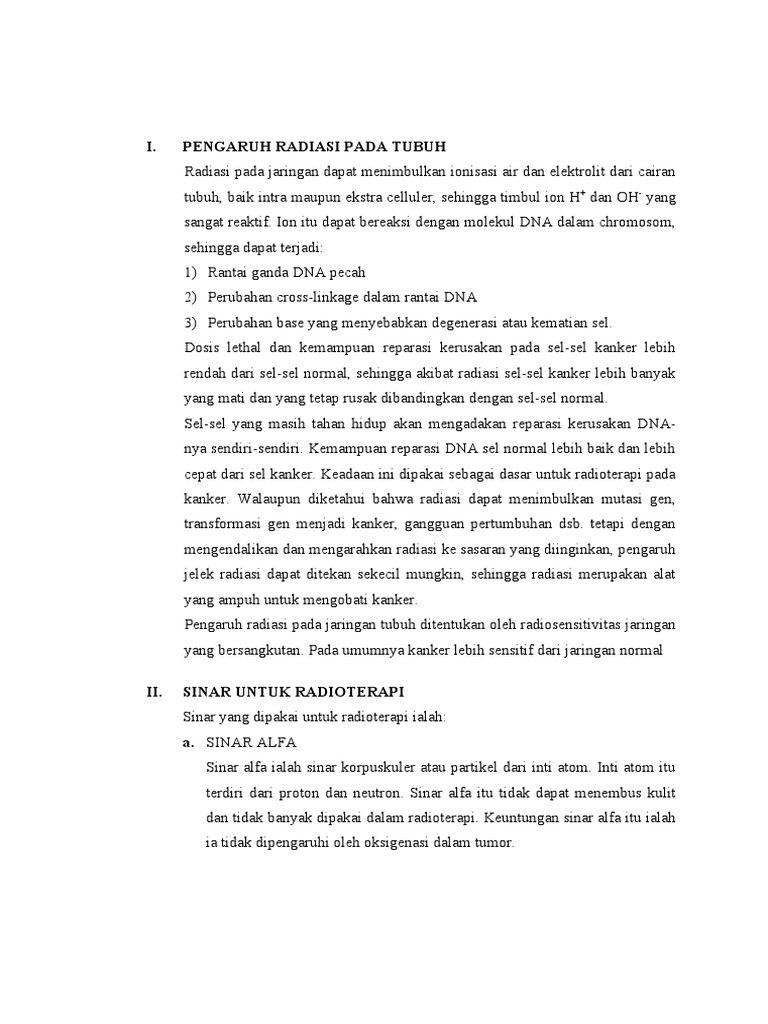 Dasar Dasar Radioterapi | PDF