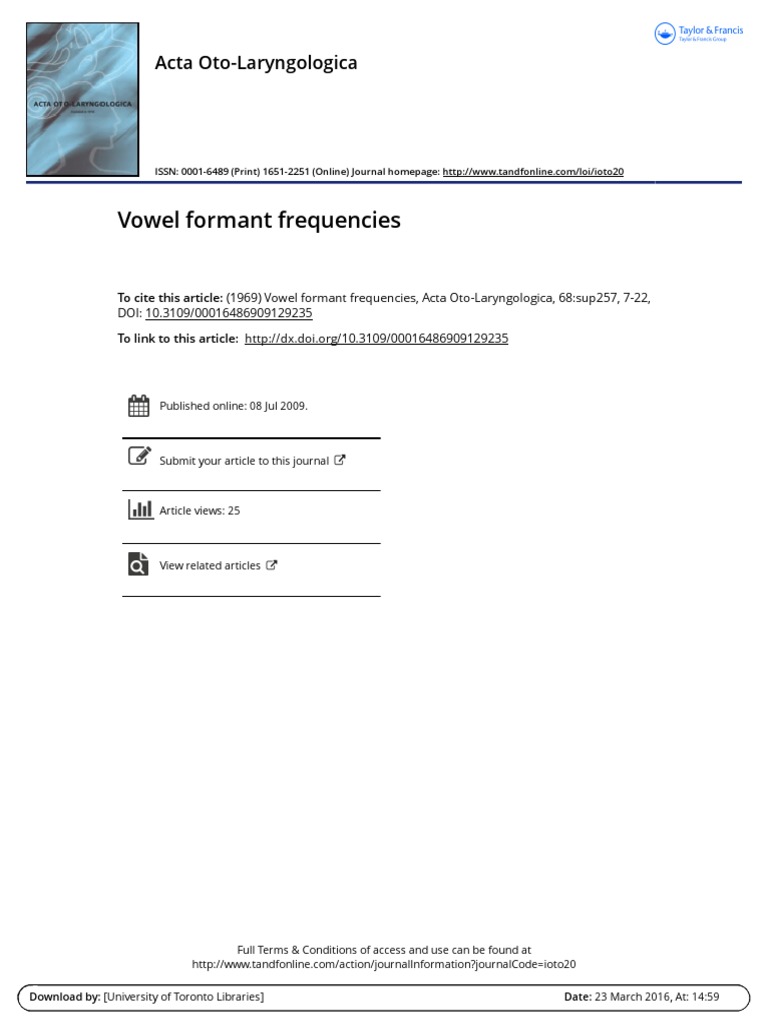 Vowel Formant Frequencies | PDF | Standard Deviation | Vowel