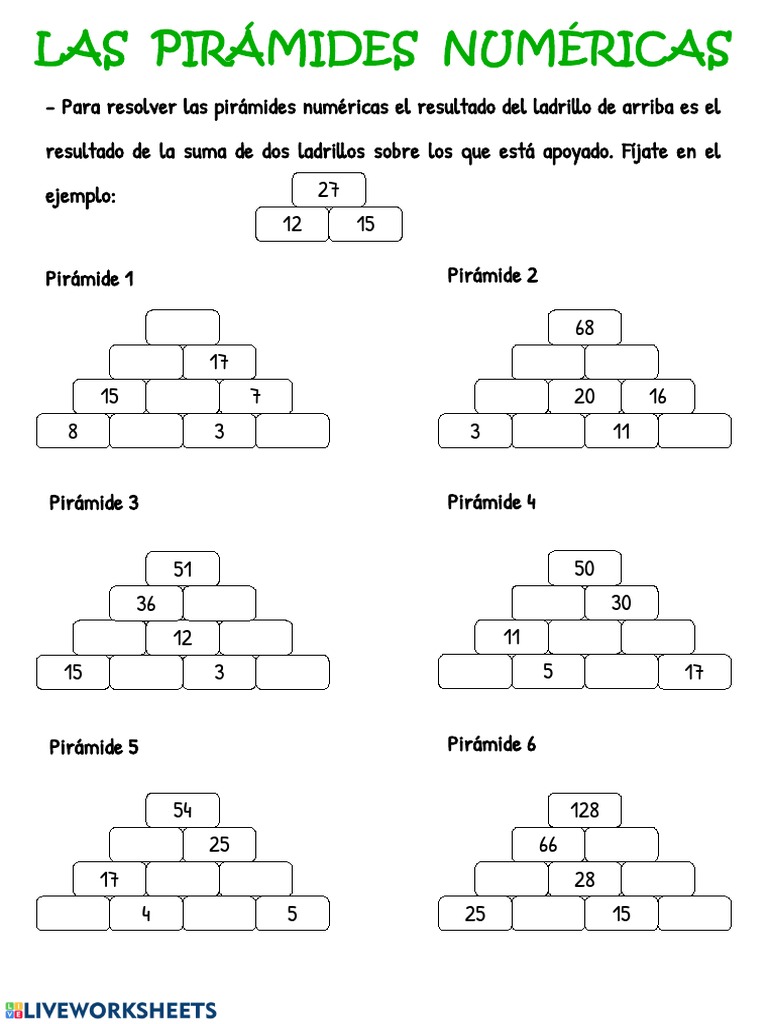 Ejemplos y ejercicios de pirámides numéricas | PDF