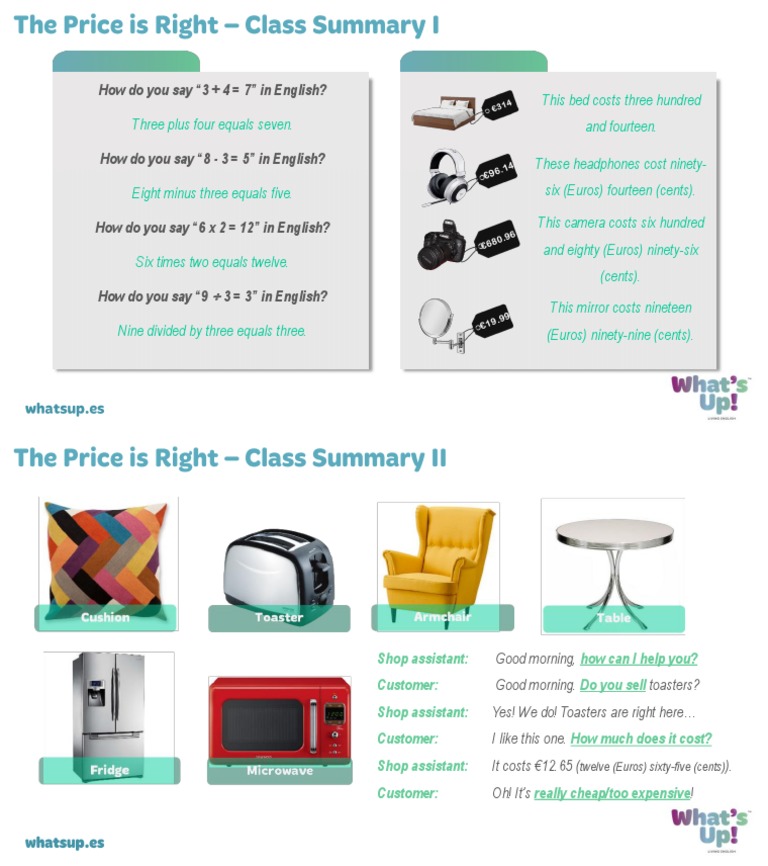 Price is Right Worksheet Guide | PDF | Teaching Methods & Materials ...