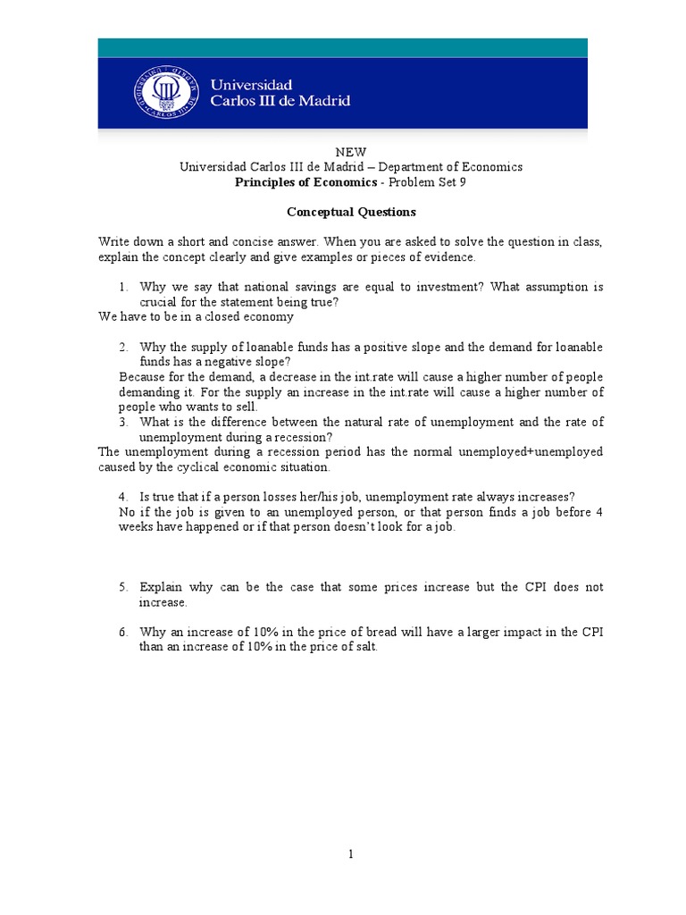 Principles of Economics - Problem Set 9 Conceptual Questions | Download ...