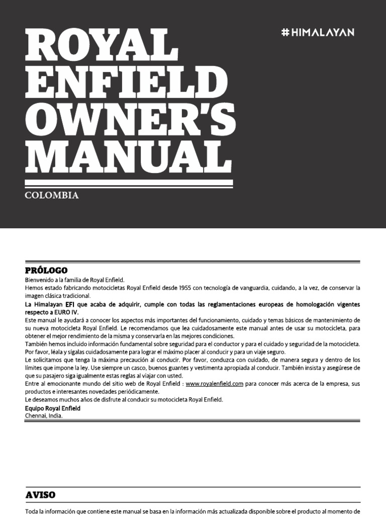 Manual Royal Enfield Himalayan | PDF | Vehículos | Tecnología de vehículos