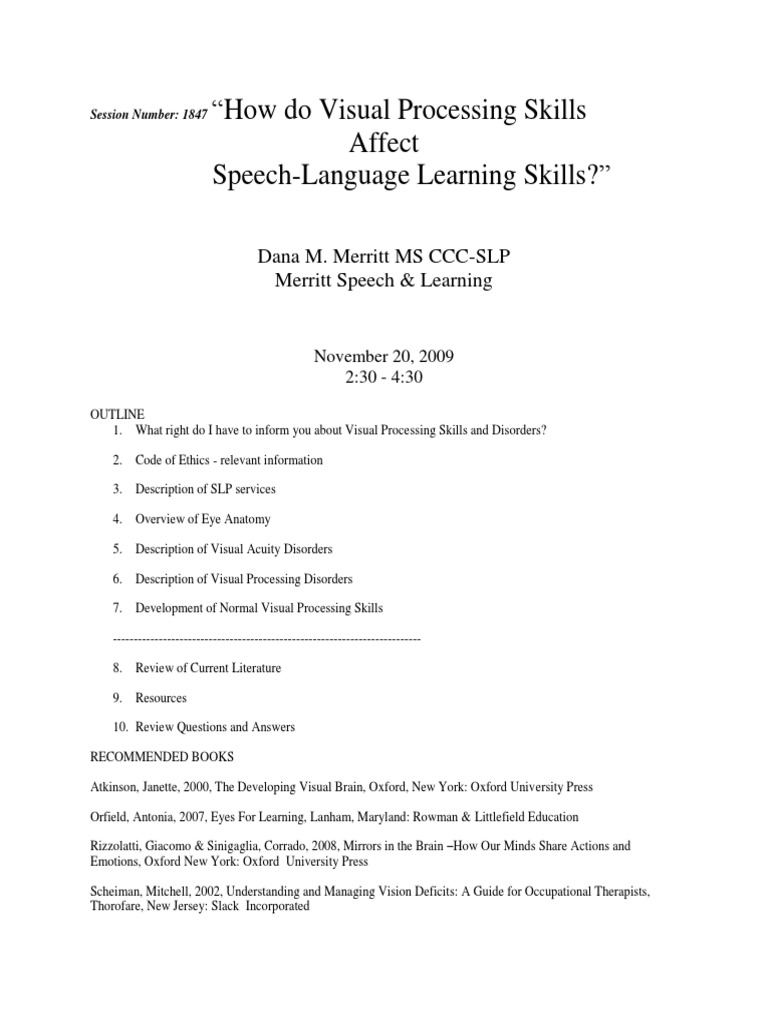 How Do Visual Processing Skills Affect Speech-Language Learning Skills ...