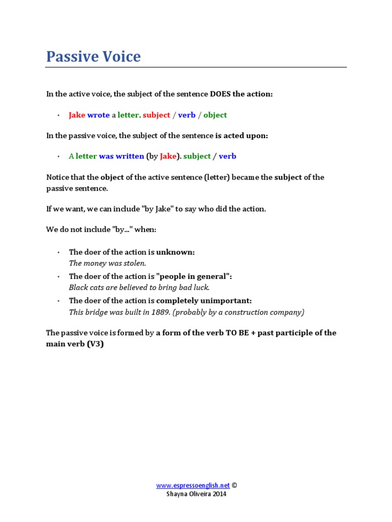 Active Passive Voice | PDF | Verb | Syntactic Relationships