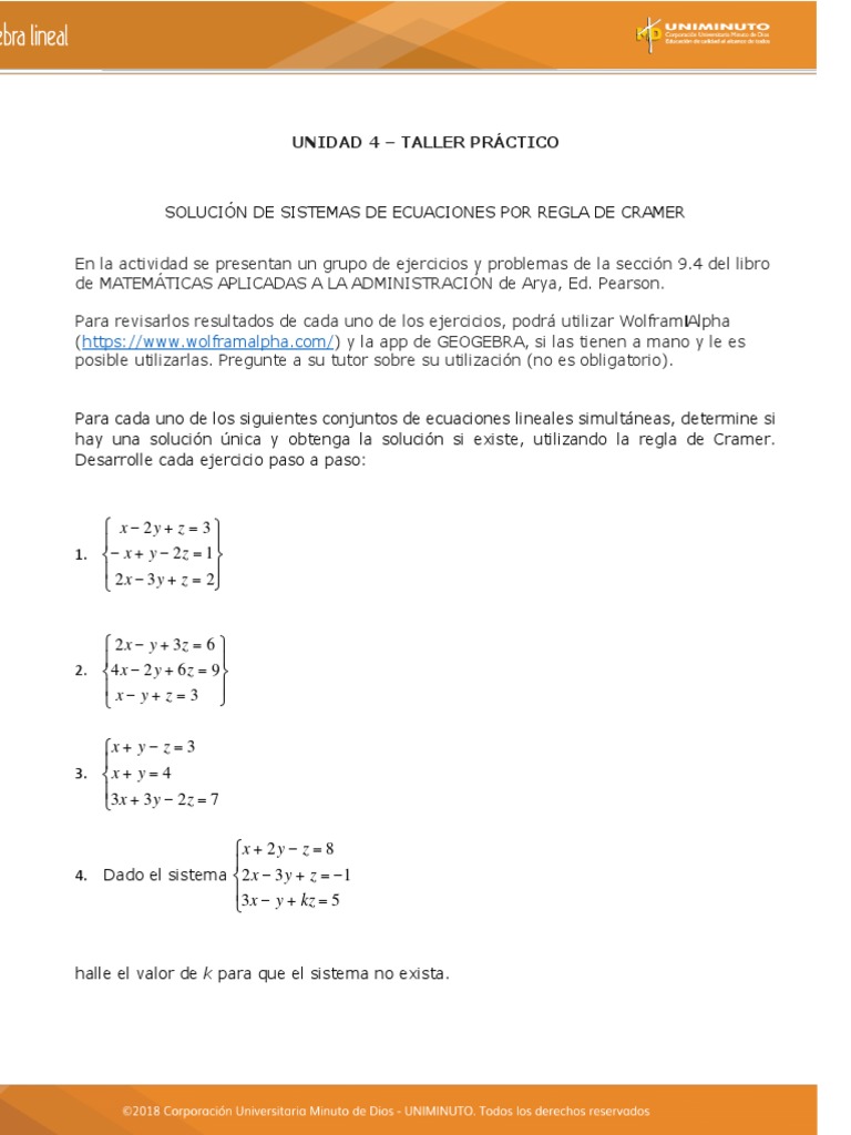 Ecuaciones Por Regla Cramer y Estudio de Caso | PDF | Ecuaciones ...