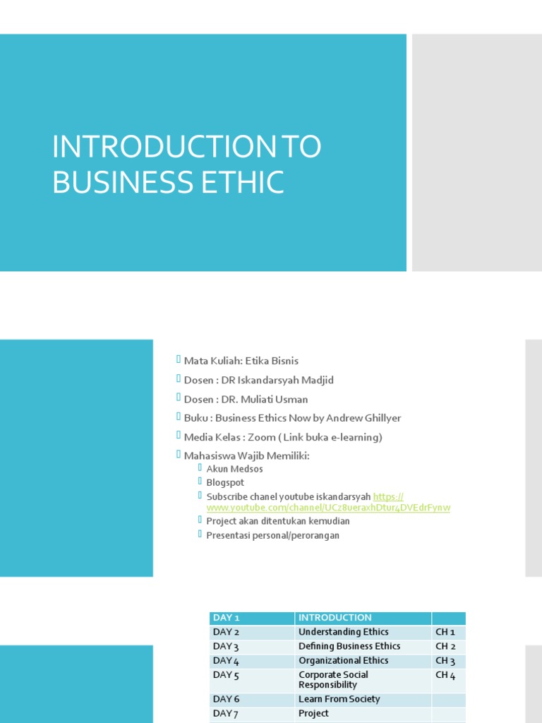 Introduction to Business Ethics Course | PDF | Business