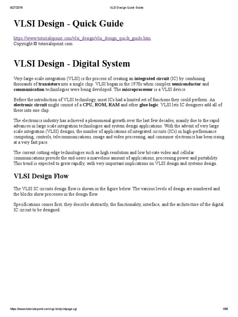 VLSI Design Quick Guide | PDF | Cmos | Field Effect Transistor