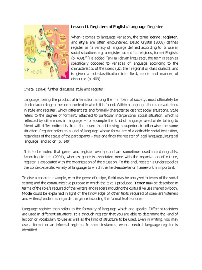 Lesson 2 (Registers of English) | PDF | Semiotics | Cognition