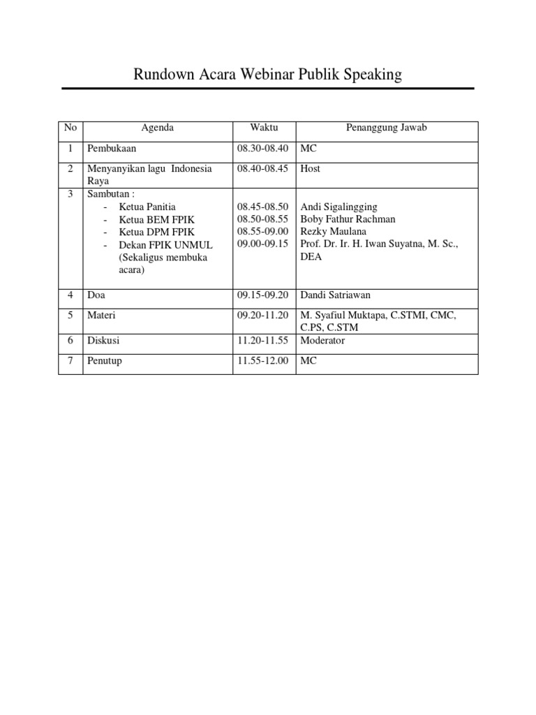 Rundown Publik Speaking PDF | PDF
