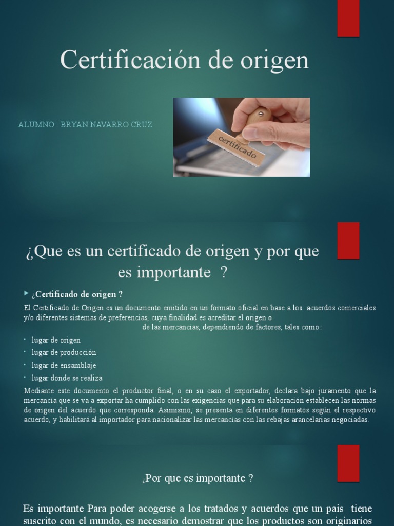 Certificación de Origen | PDF