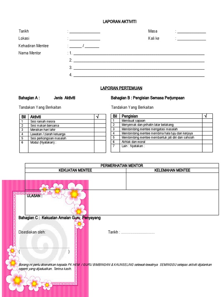Laporan Aktiviti Mentor Mentee | PDF