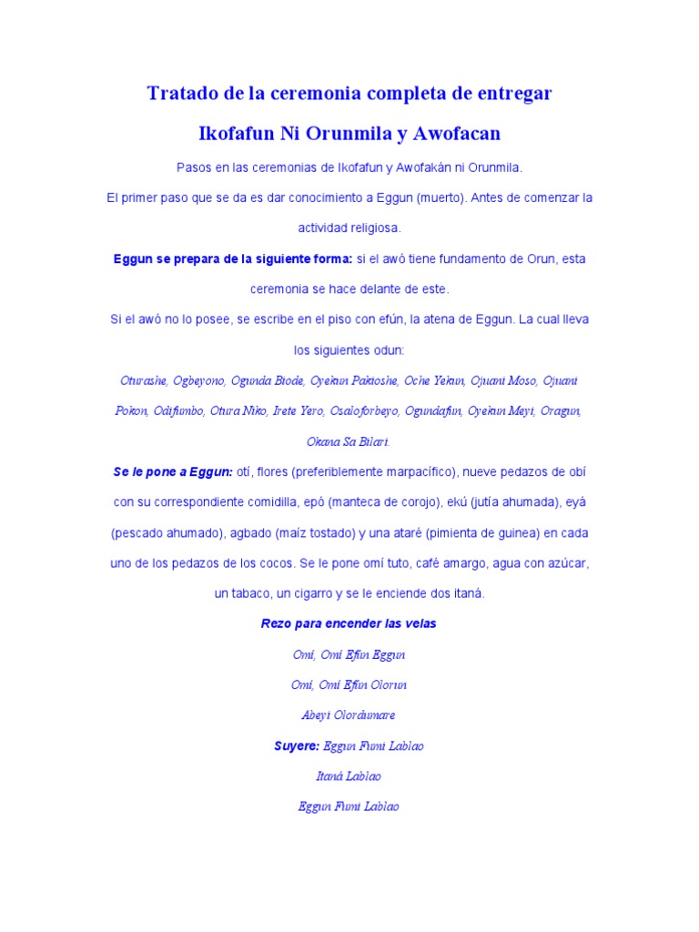 Ebo de Opon de Ifa en Yoruba Practicado en Nigeria | PDF | Deidades ...