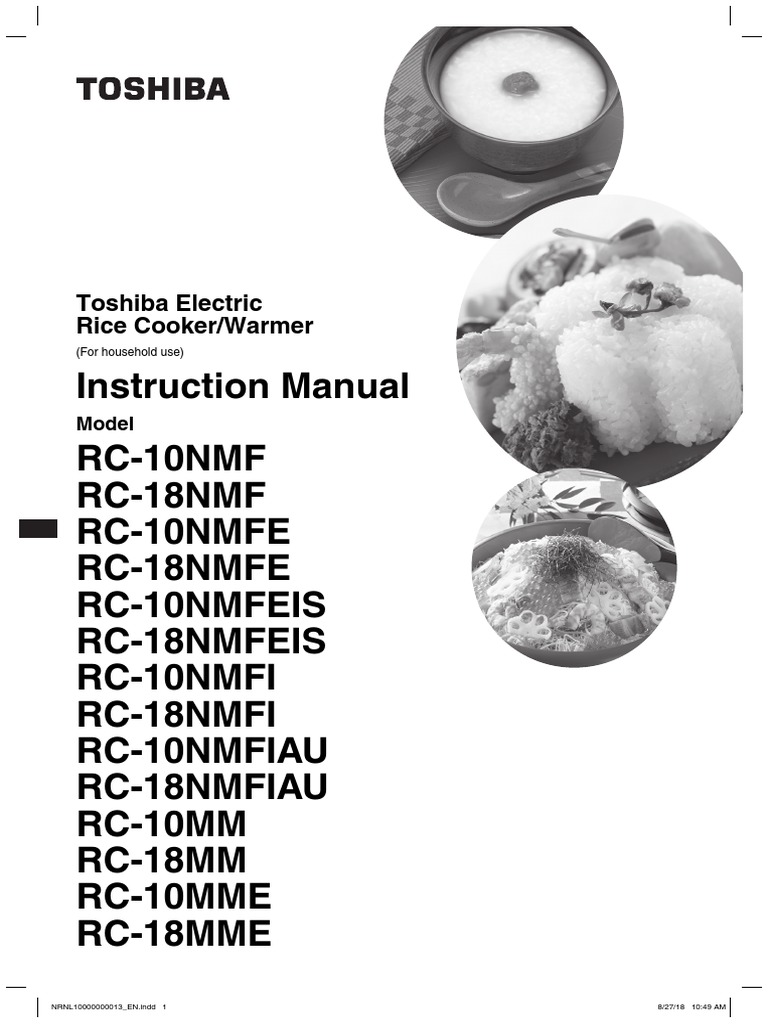 Toshiba Rice Cooker Manual | PDF | Dough | Electrical Connector