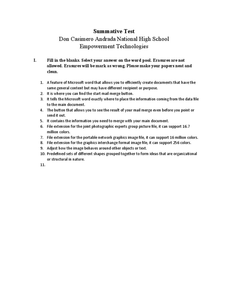 Summative Test Lesson 3 | PDF | Art | Computers