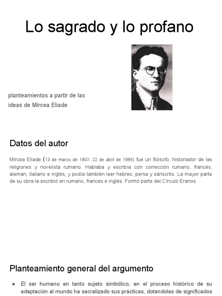 De lo sagrado a lo profano según Eliade | PDF