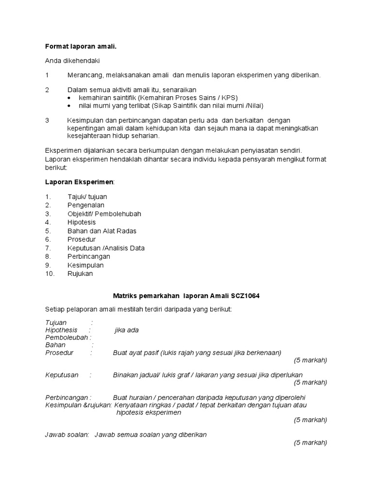 Format Laporan Amali SCZ1064 | PDF