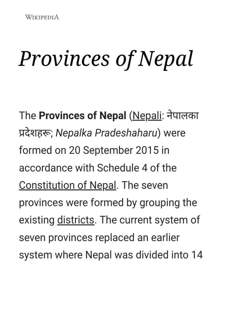 Provinces of Nepal - Wikipedia | PDF | Nepal | Accountability