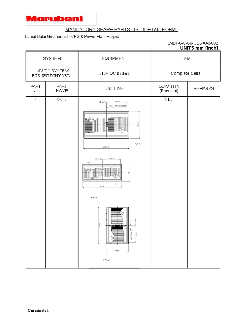 02-1 Att-2 Battery Mandatory Spare Parts Detail Form | PDF | Battery ...