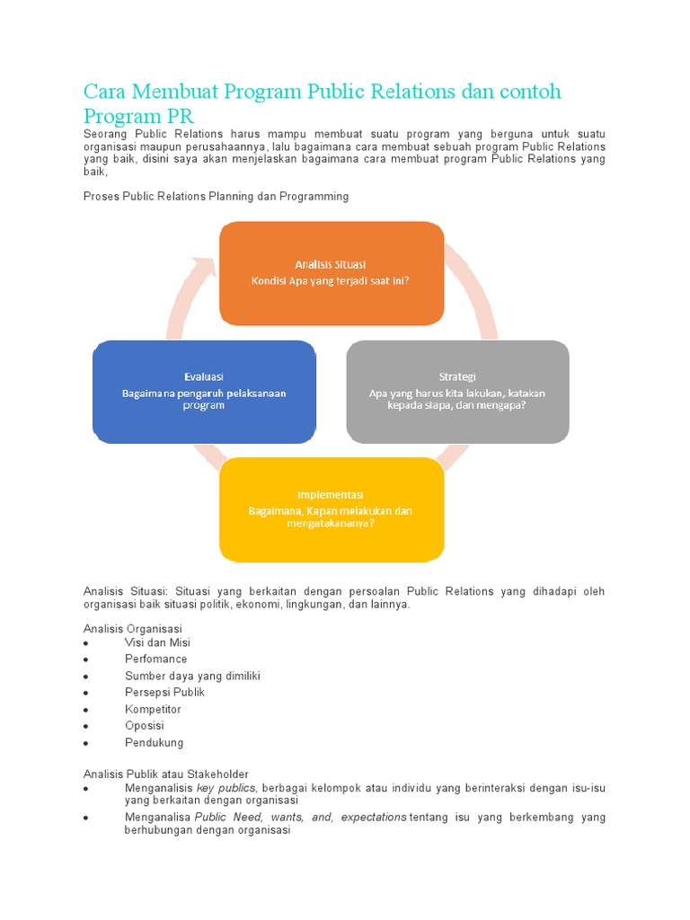 Cara Membuat Program Public Relations Dan Contoh Program PR | PDF
