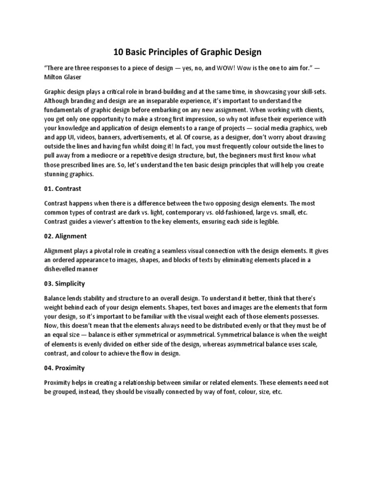 10 Basic Principles of Graphic Design | PDF | Graphic Design | Design