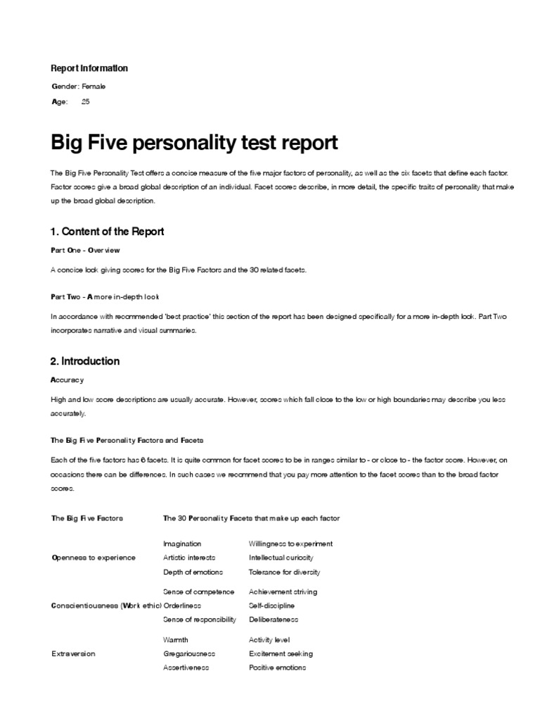 Personality Test Result - Free Personality Test Online at 123test | PDF ...