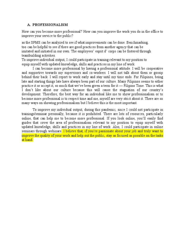 PROFESSIONALISM | PDF