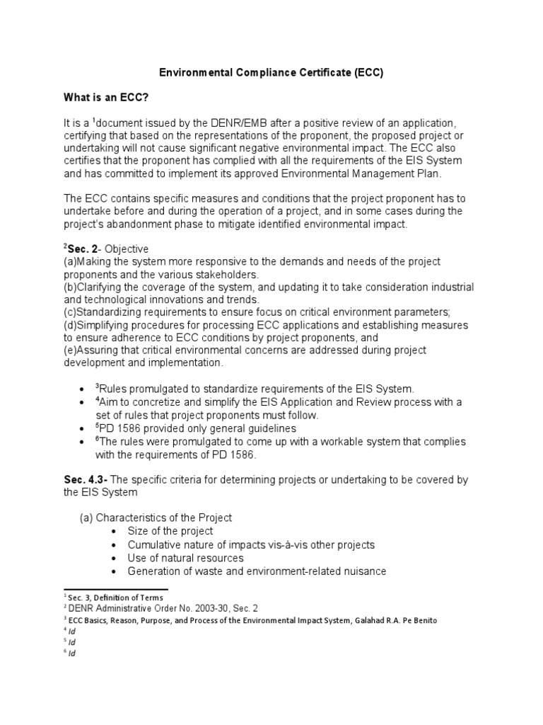 Environmental Compliance Certificate (ECC) What Is An ECC? | PDF ...