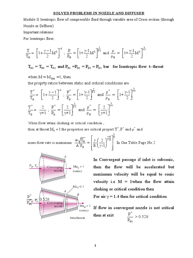 Module II Solved Problems in Nozzle and Diffuser | PDF | Nozzle | Mach Number
