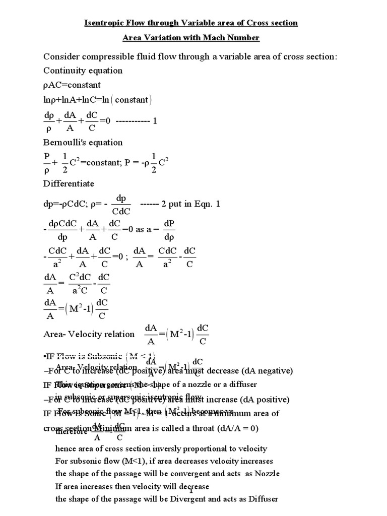 Module II - Lecture Notes 1 - Isentropic Flow - Area Variation With ...