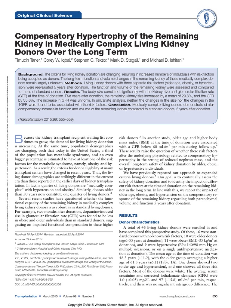 Compensatory Hypertrophy of The Remaining Kidney.18 | PDF | Renal ...