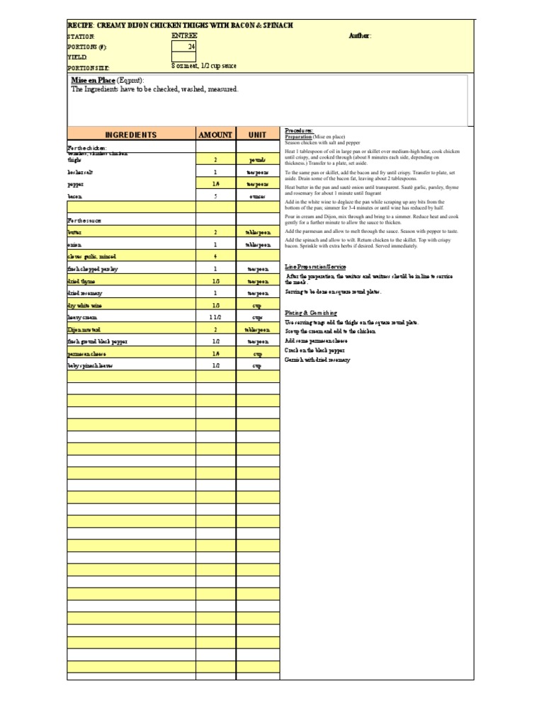 Standardized - Recipe - Template-No Macros | PDF | Teaspoon | Foods