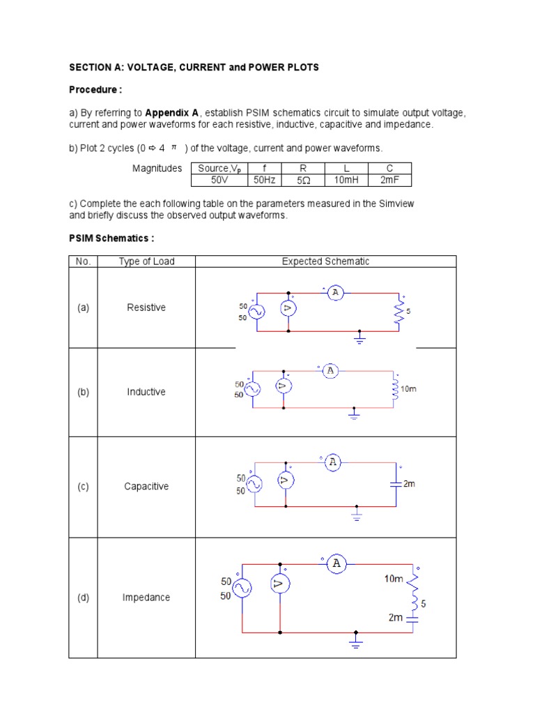 Section A: Voltage, Current and Power Plots Procedure | PDF | Science ...
