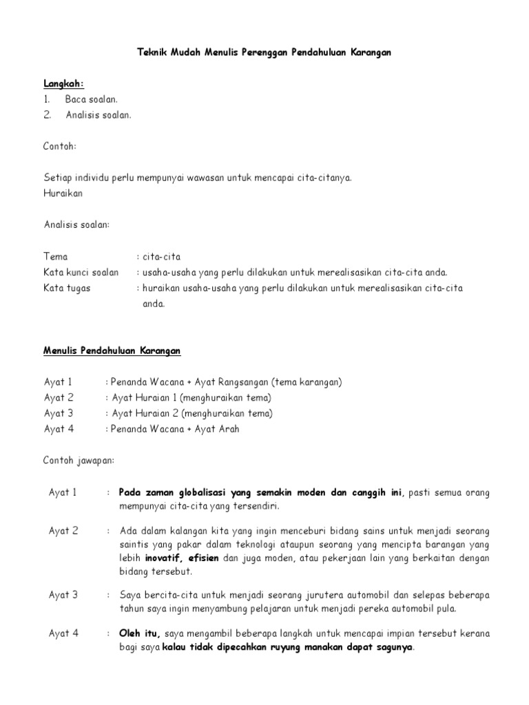 Teknik Mudah Menulis Perenggan Pendahuluan Karangan | PDF