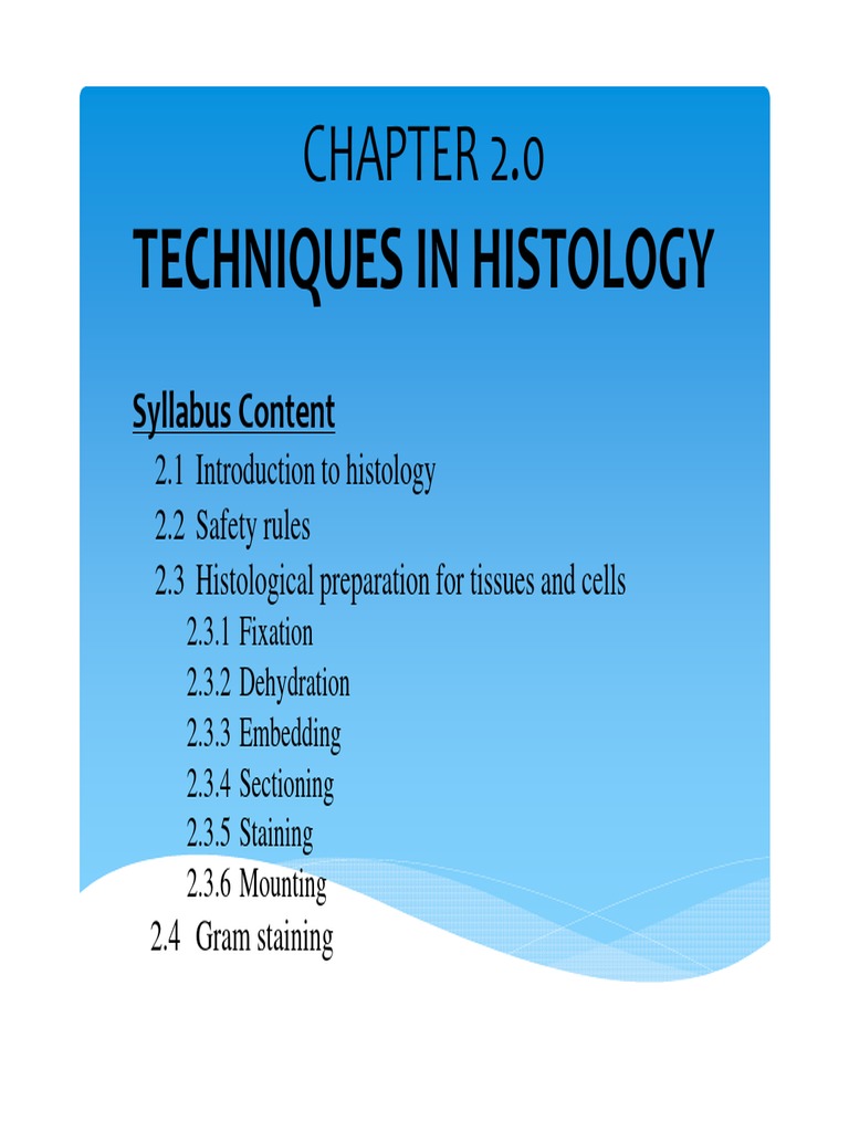 Chapter 2 Histology Pdf Pdf Fixation Histology Histology